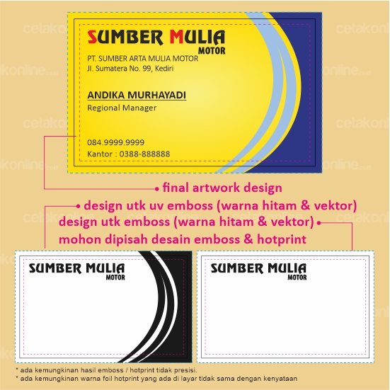 Kartu Nama Hotprint + Emboss/Deboss Concorde - cetak 2 sisi - Hotprint ...