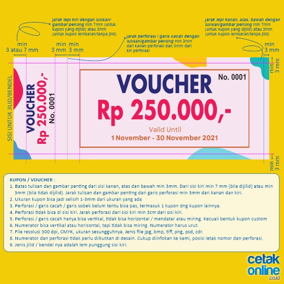 Kupon Voucher Lembaran 15 x 7,5 cm Art Paper 260 | cetakonline