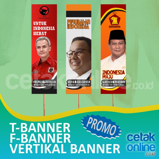 Atribut Kampanye TBanner FBanner Vertikal Banner Caleg ukuran 90 x 200 ...