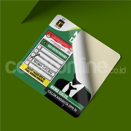 Stiker Caleg Murah dan Kilat bentuk kotak ukuran 47 x 31 cm | cetakonline