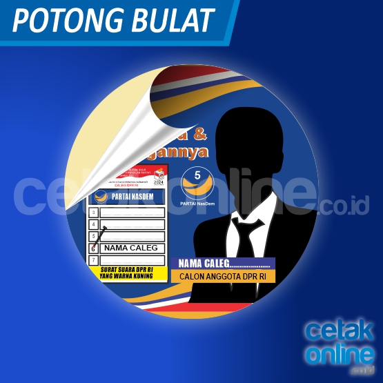 Stiker Caleg Murah dan Kilat bentuk bulat ukuran 8 x 8 cm | cetakonline