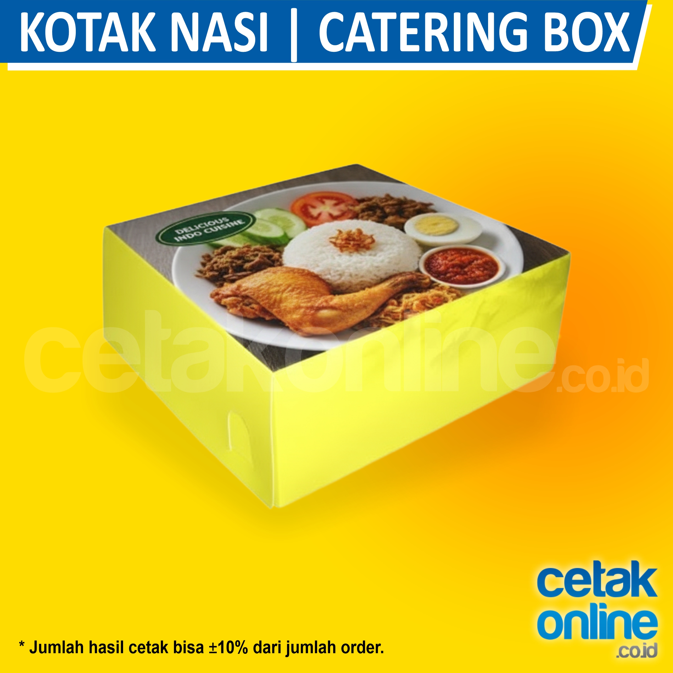 Kotak Nasi 18 x 18 x 7,5 cm Tutup Sambung Duplex 310 gram | cetakonline